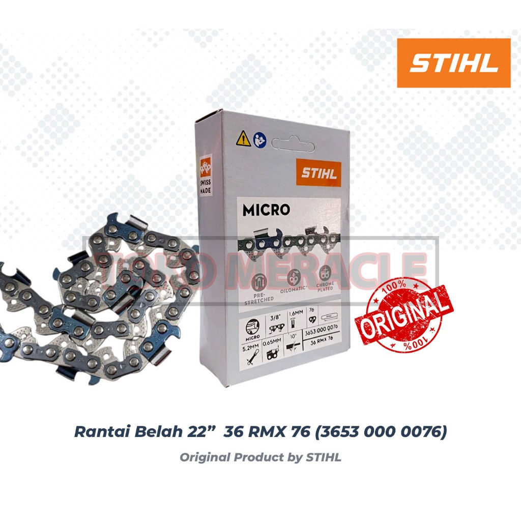 Jual [BELAH 22"] STIHL Rantai Belah Chainsaw 22" - Mata Rantai Senso 36 RMX 76 38T ORIGINAL ...