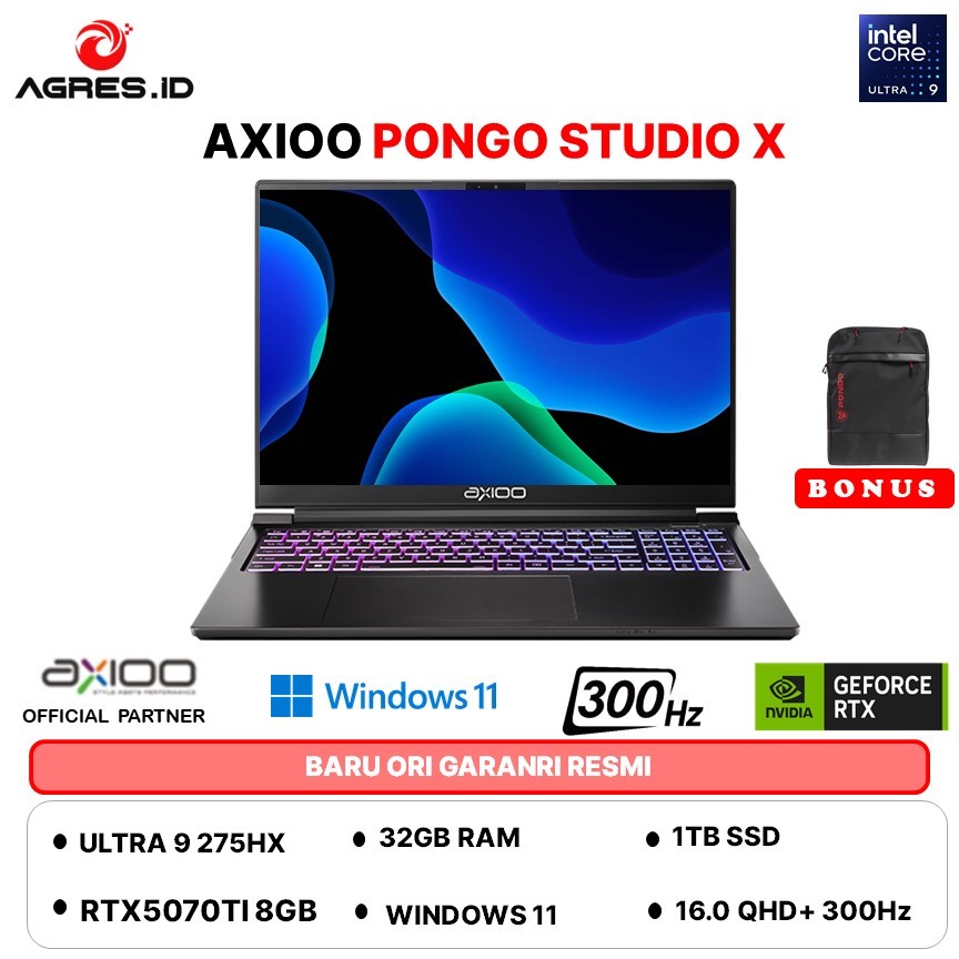 Jual AXIOO PONGO STUDIO X ULTRA 9 275HX RTX5070TI 12GB/ 32GB 1TB W11 16 ...