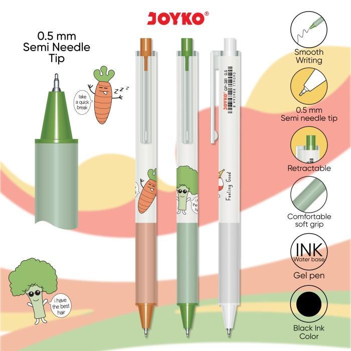 Jual Gel Pen Pulpen Pena Joyko GP-381 Feeling Good 0.5 mm (1 kotak isi ...