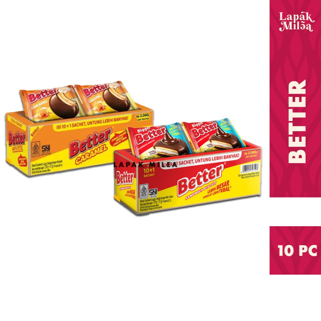 Jual Better Biskuit bersalut Coklat MArshmallow Caramel 1 Box isi 10pc ...