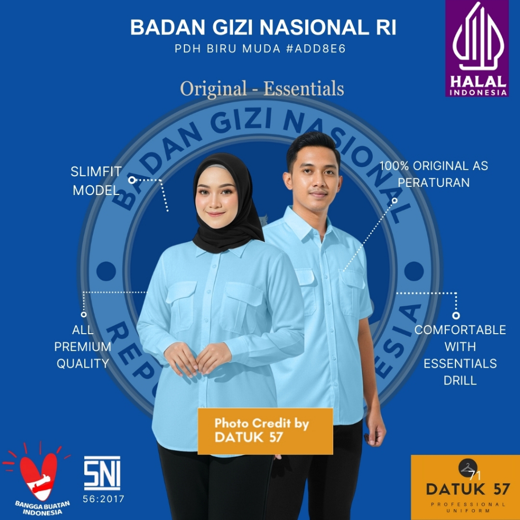 Jual Datuk 57 Essentials : Seragam Atasan/Bawahan PDH Badan Gizi ...