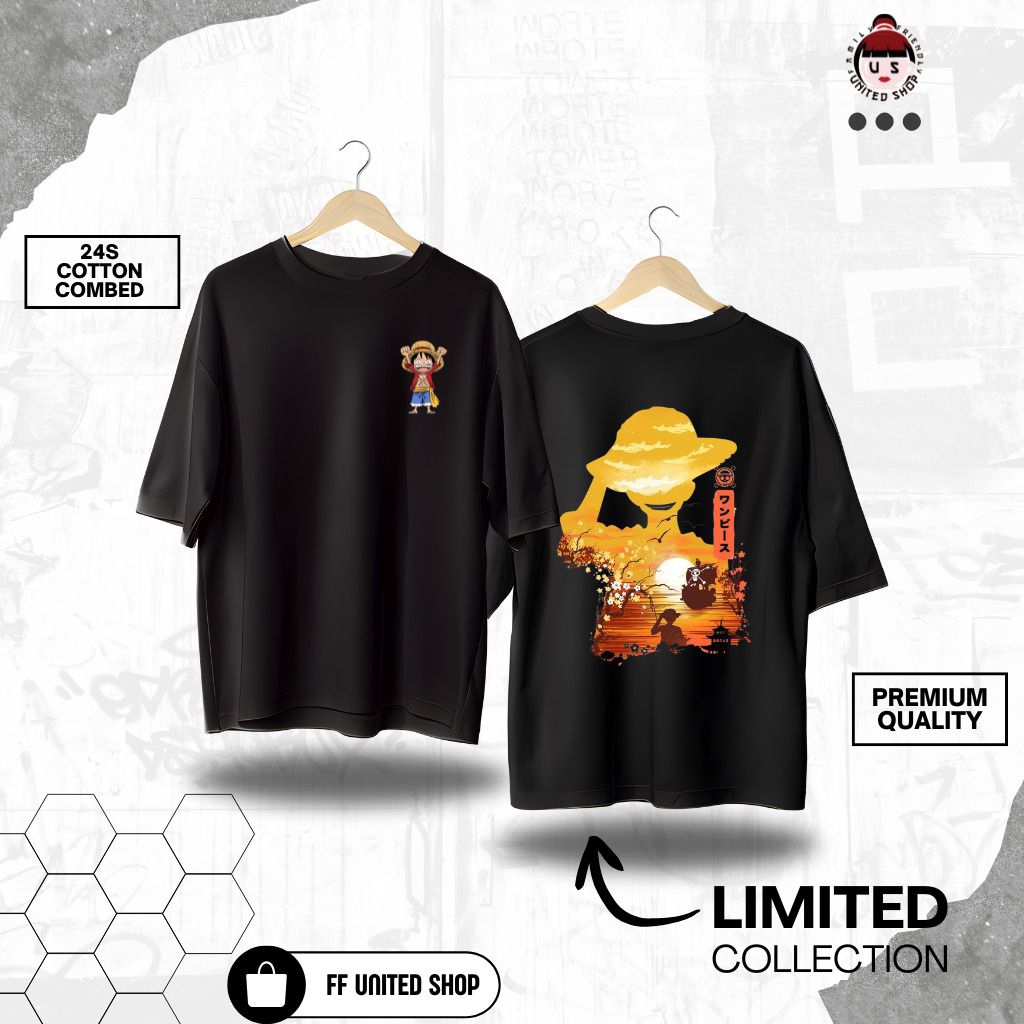 Jual Baju Kaos Anime Premium Unisex 100% Cotton 24S One Piece Luffy ...