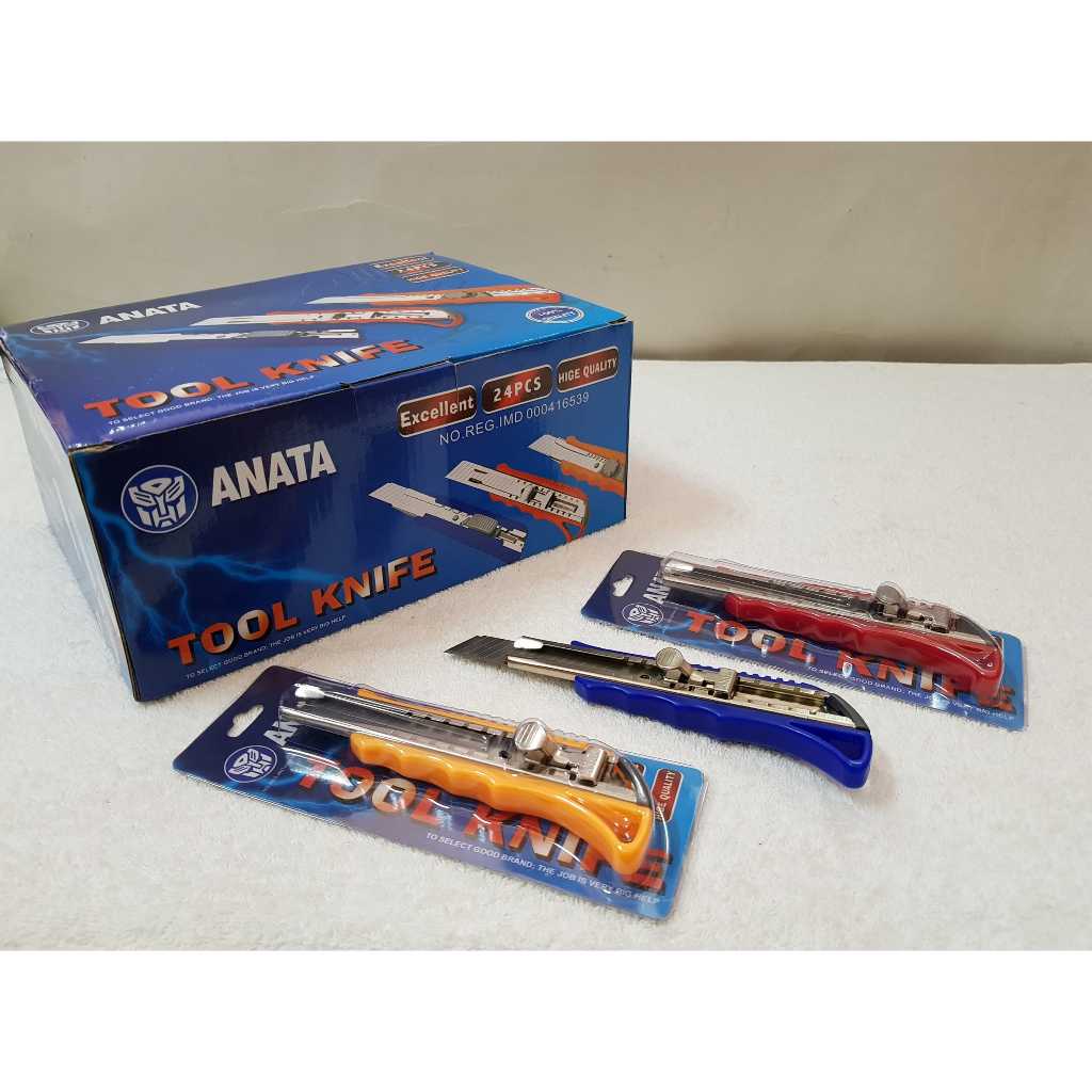 Jual CUTTER BESAR AUTO LOCK ANATA / PISAU CUTTER BLISTER (24 PCS ...