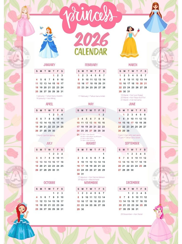 Jual Kalender Anak 2026 Karakter Ekonomis Murah Bahan HVS F4 Laminasi ...