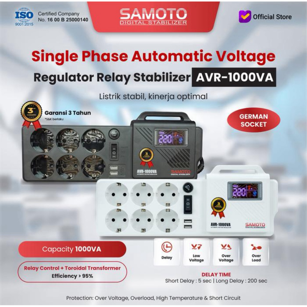 Jual Samoto Digital Stabilizer (Relay) Stavol Listrik Single Phase ...