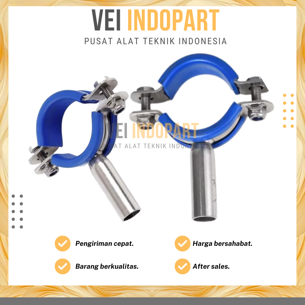 Jual 3" Clamp Pipa Rubber Sanitary / Clamp Pipe Holder Sanitary SS 304 ...