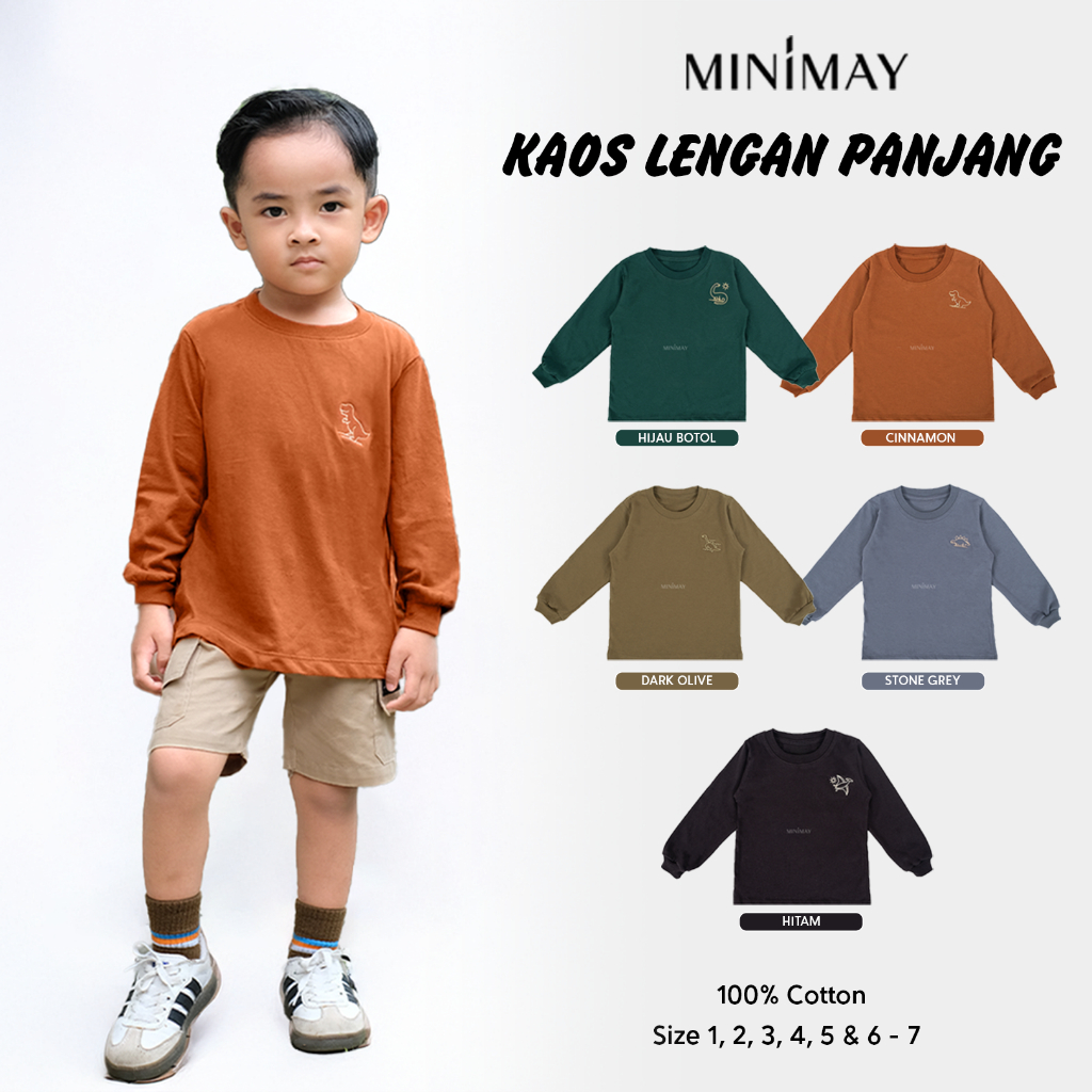 Jual MINIMAY Kaos Anak Lengan Panjang Dinosaurus Dino Baju Anak Atasan ...