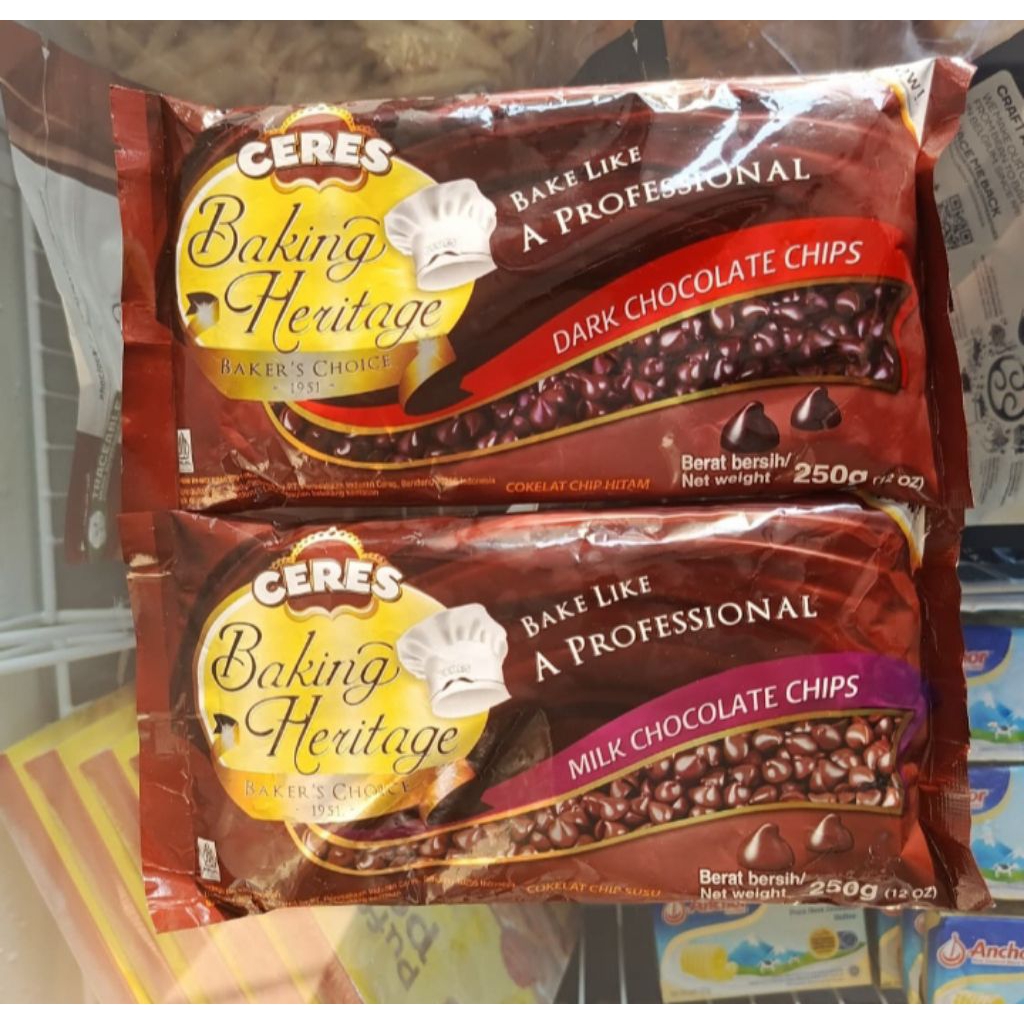 Jual CERES BAKING HERITAGE MILK CHOCOLATE CHIPS 250GR/ COKLAT CHIPS ...