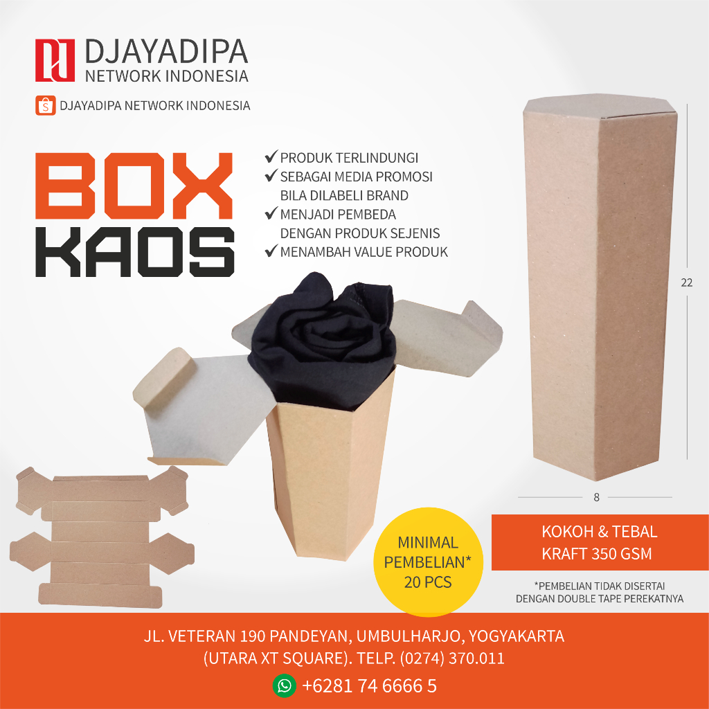 Jual Dus Packaging Box Kemasan Polos Kaos Oblong T Shirt - Kraft 350 ...