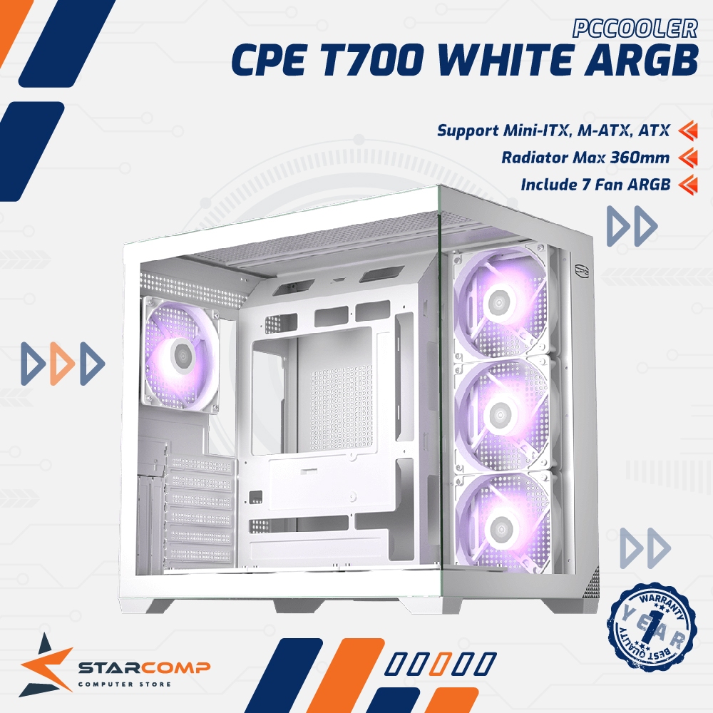 Jual PCCOOLER C3 T700 Aesthetic Panoramic Tempered Glass Mid Tower ATX ...