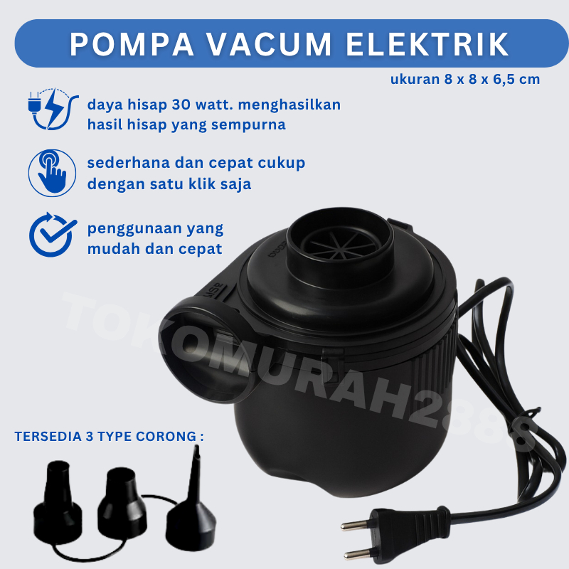 Jual Pompa angin elektrik 2 IN 1 Ac air pump Vacuum and blow Untuk Kasur Angin, Pelampung,Pompa ...