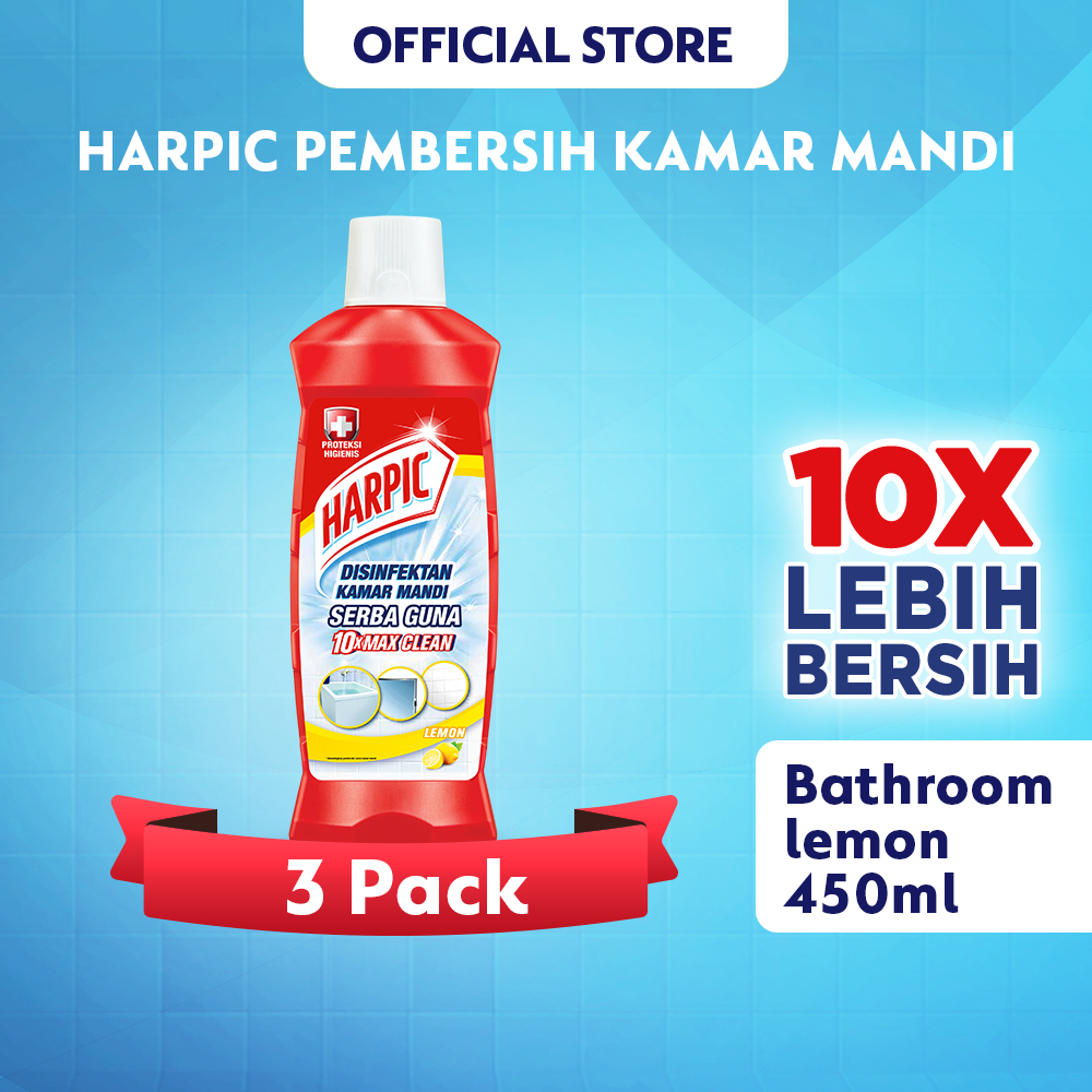 Jual Harpic Bathroom Lemon Bottle 450 ml x 3 - Pembersih Permukaan ...
