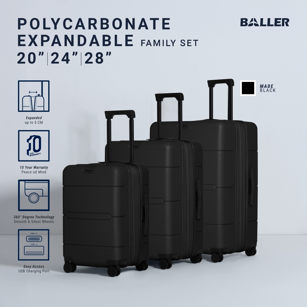 Jual BALLER Koper Expandable Zipper Polycarbonate Family Set 20, 24 ...