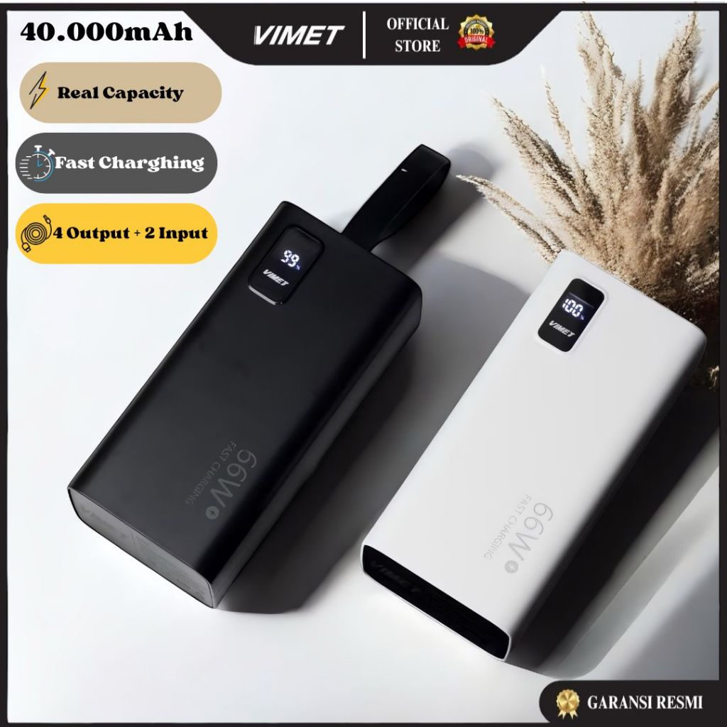 Jual VIMET V17 Powerbank Super Jumbo 66 WATT Original 40000 mAH FAST ...