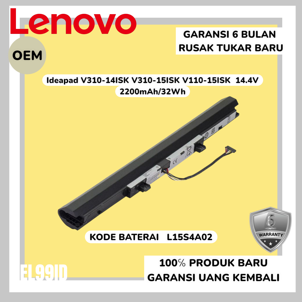 Jual Baterai Lenovo V310-14ISK V310-15ISK L15C4A02 L15S4A02 L15L4A02 ...