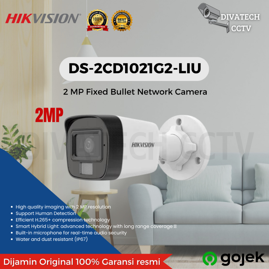 Jual HIKVISION IP CAMERA DS-2CD1021G2-LIU 2MP Fixed Bullet Network Camera | Shopee Indonesia