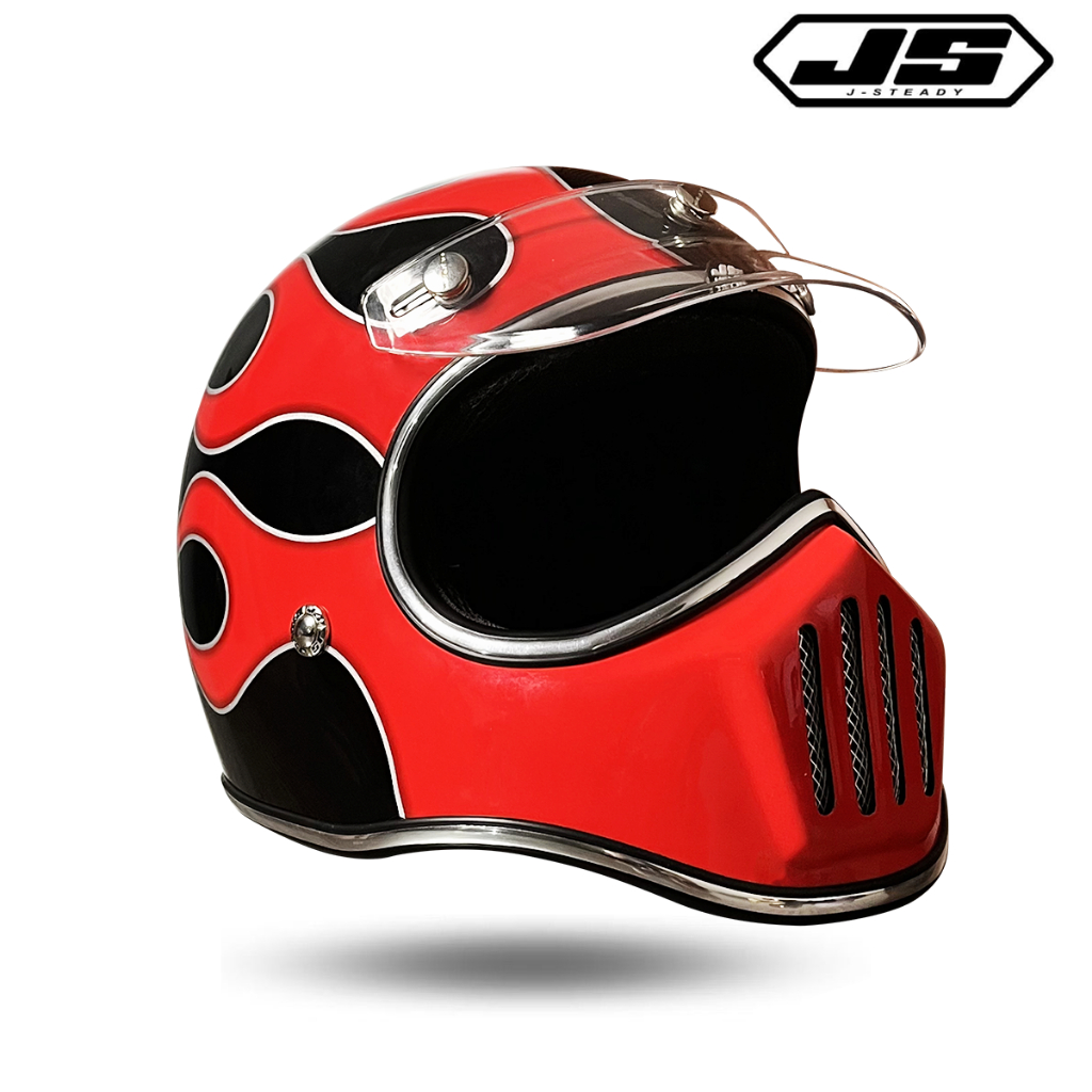 Jual Helm JS.Steady - Helm Half Face Cakil Motif Lidah Api Vintage ...