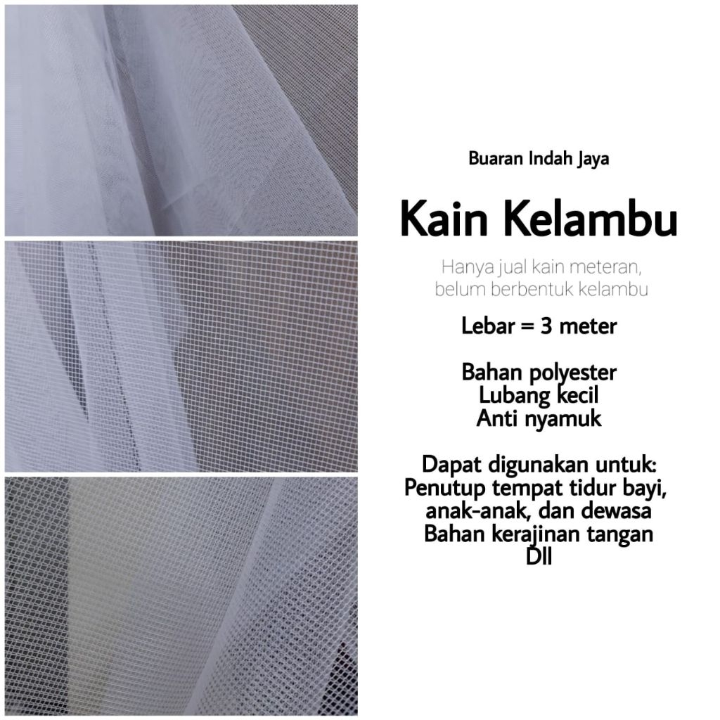 Jual Kain Kelambu Putih lebar 300 cm , harga per 1,5 meter | Shopee ...