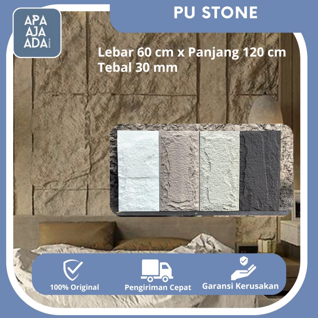 Jual PU Stone Panel Batu Alam 3D Dinding Estetik 60x120cm Desain ...