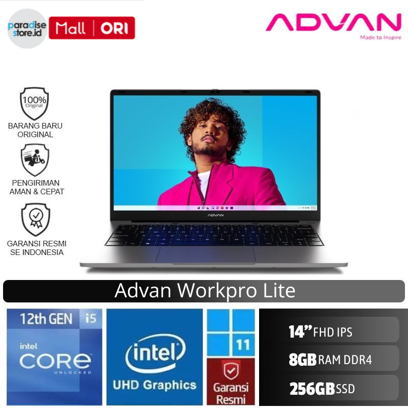 Jual Advan Workpro Lite i5 12450H/8GB/256GB SSD/14″ Inch FHD IPS ...