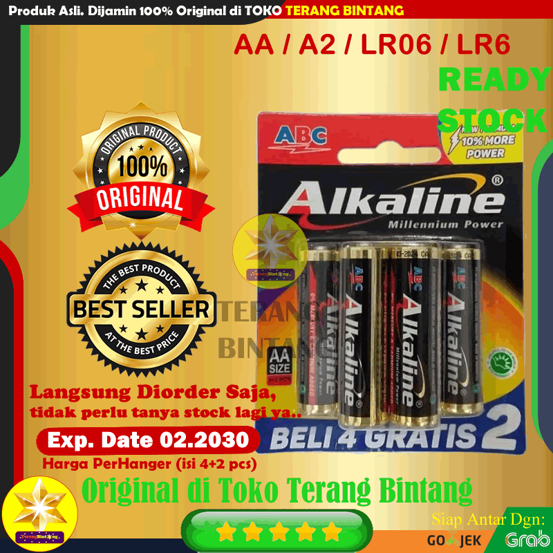 Jual ABC ALKALINE AA A2 AAA A3 Baterai 1.5V Baterei Batre Batere ...