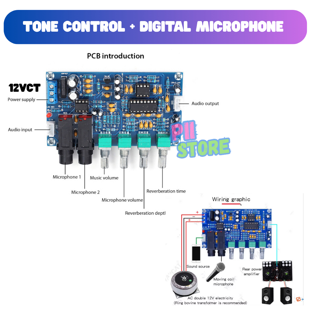Jual MODUL MICROPHONE XH-M173 PT2399 2 CHANNEL KARAOKE ECHO ...
