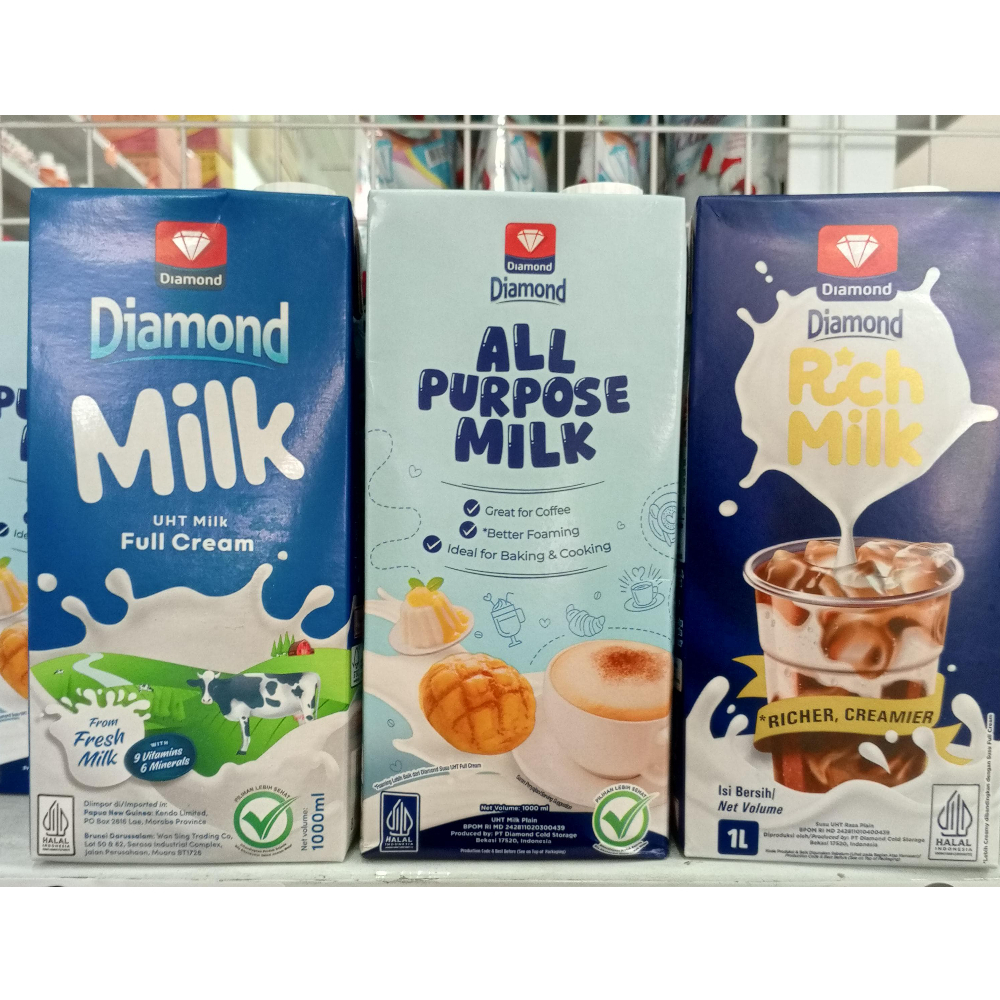 Jual All Variant Diamond Susu UHT 1 Liter Full Cream/ All Purpose/ Rich Milk | Shopee Indonesia