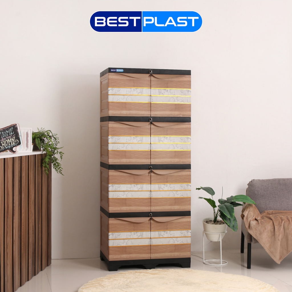 Jual MORE Bestplast BMC GOLD 8P Wood / Lemari Plastik Rak 8 Pintu ...