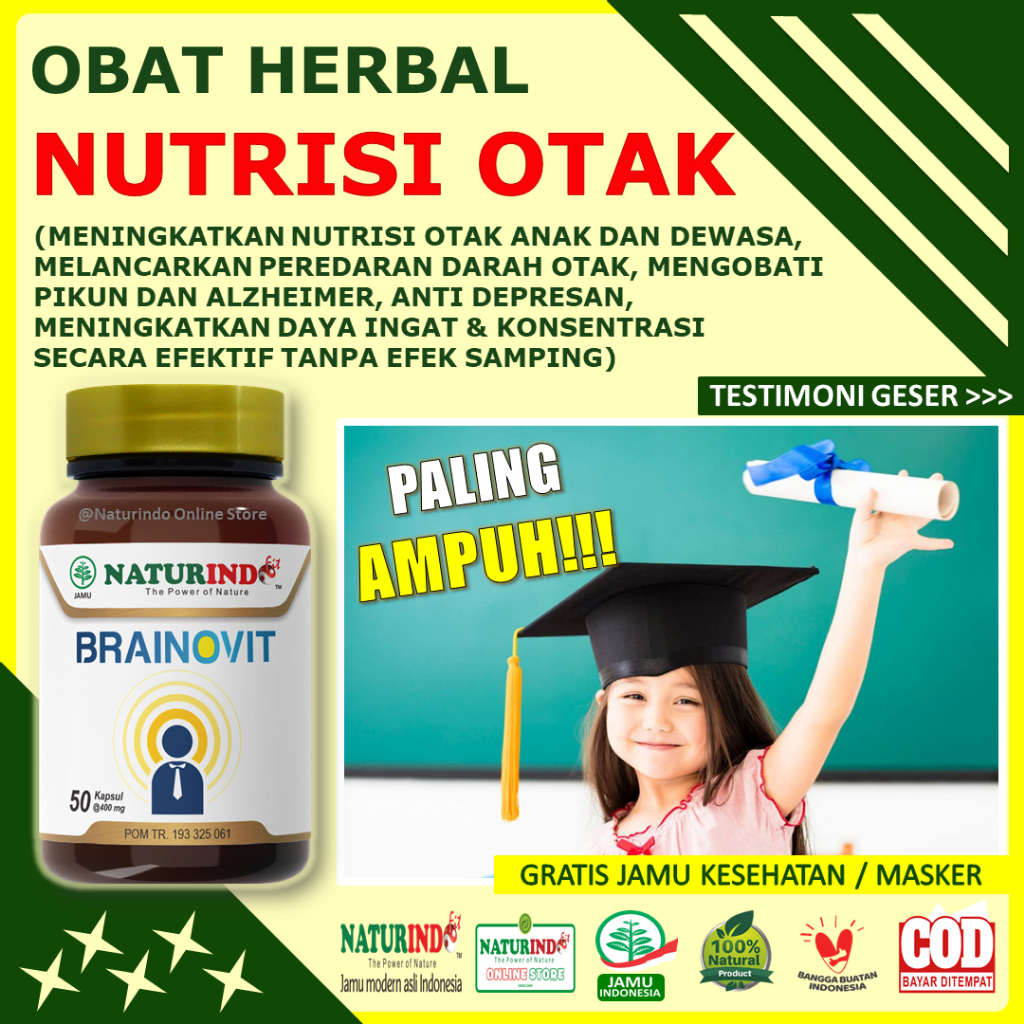 Jual Herbal NATURINDO BRAINOVIT Obat Nutrisi Otak Anak & Dewasa 100% ...