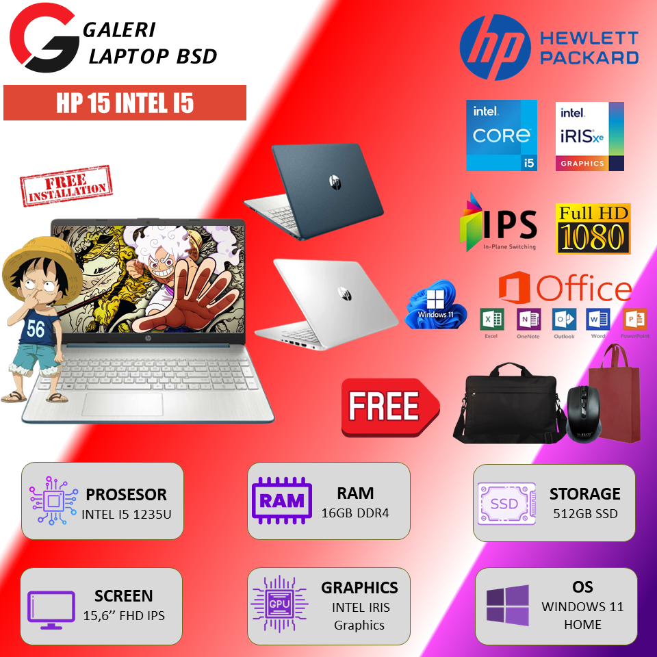 Jual Laptop Baru HP 15 Intel Core i5 GEN 12 RAM 16GB 512GB SSD Layar 15 ...