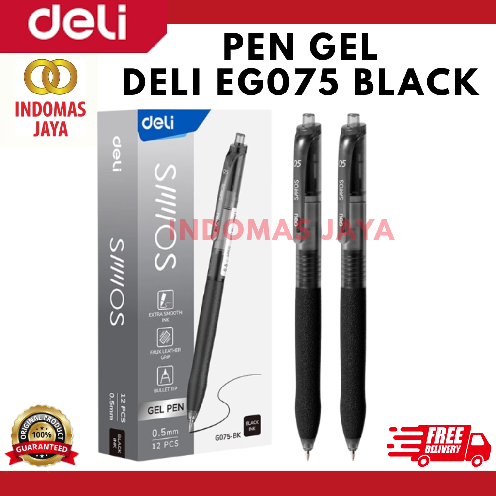 Jual Deli Gel Pen EG075 Hitam Black | Shopee Indonesia