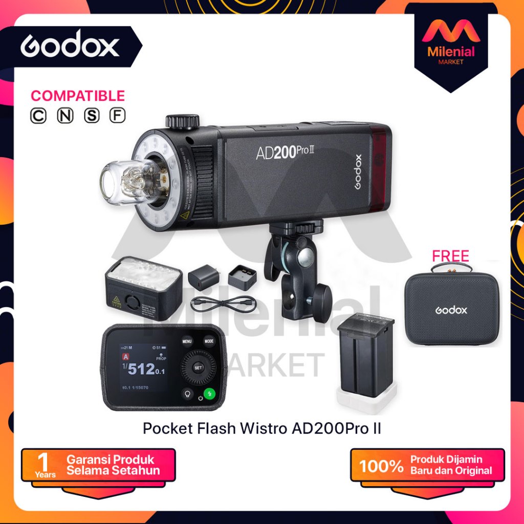 Jual Godox AD200ProII Pocket Flash AD200Pro II AD200 Pro Mark II TTL ...