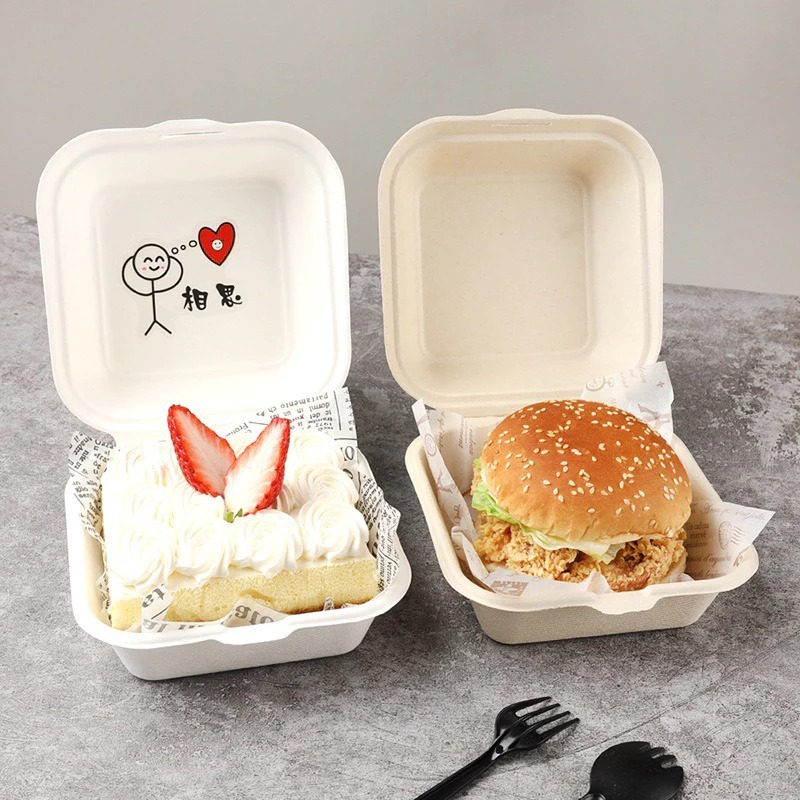 Jual 10pcs Korean Bento Box 6inch Burger Box Kotak Bento Bagasse ...