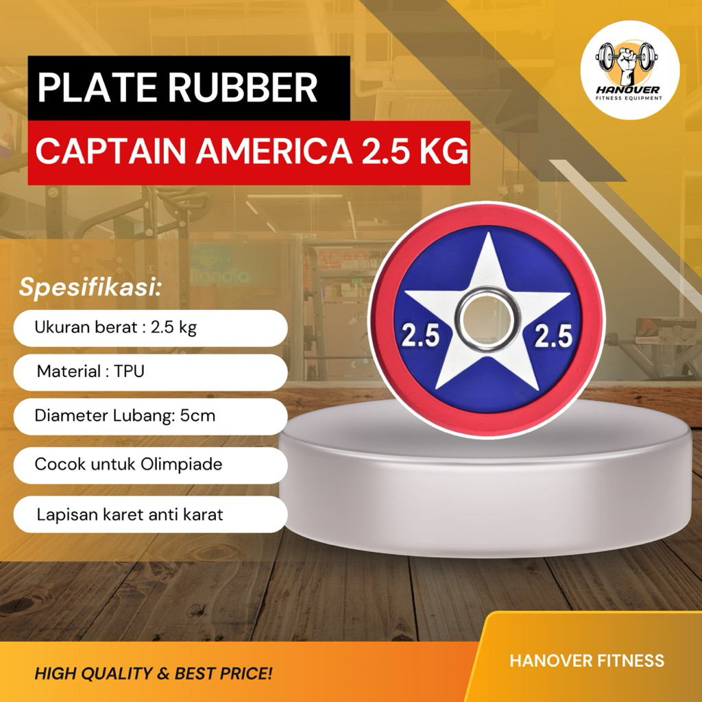Jual HANOVER FITNESS | Rubber Plate Captain America 2,5 Kg Bemper Lapis ...