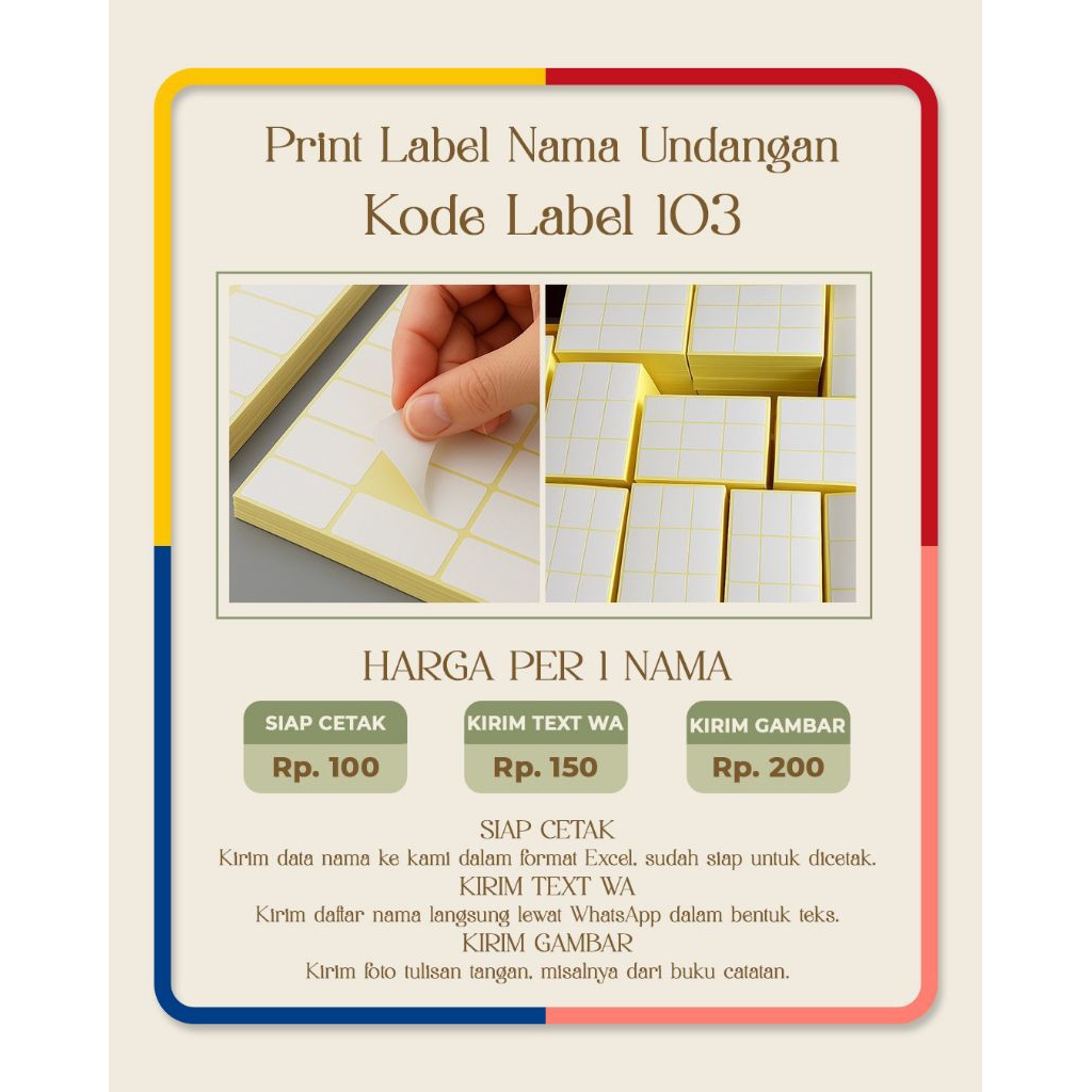 Jual Cetak Label Nama Undangan - Label Nama Siap Pakai - Stiker Nama ...