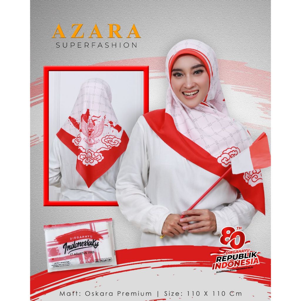 Jual Kerudung Merah Putih Edisi Hut RI | Hijab Segi Empat + Pouch ...