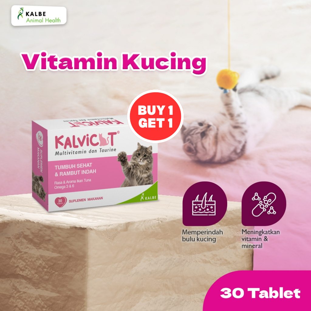 Jual [B1G1] KALVICAT 30 TAB GET 30 MORE MULTIVITAMIN KUCING BY KALBE ...