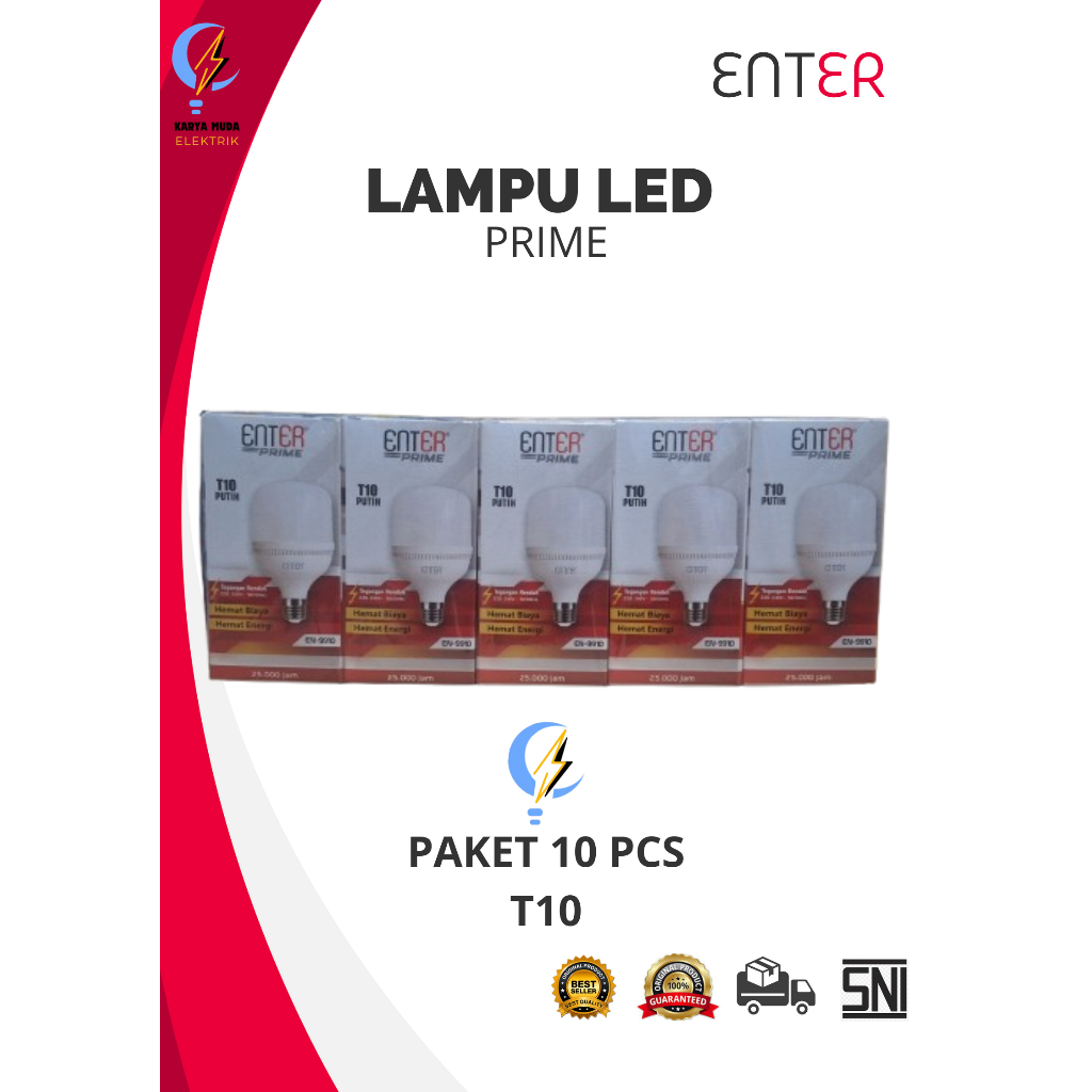 Jual PAKET 10 PCS LAMPU LED 10 WATT ENTER CAHAYA PUTIH | Shopee Indonesia
