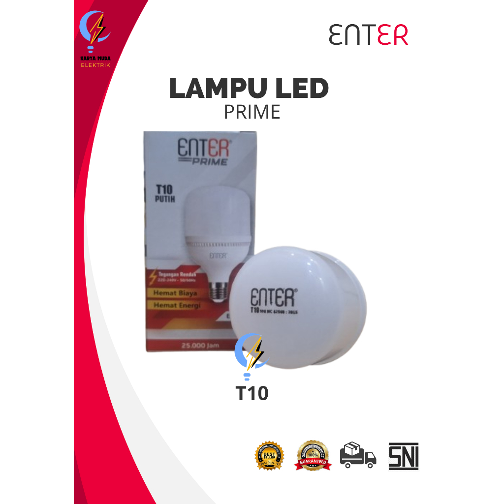 Jual 5 PCS LAMPU LED 10 WATT ENTER PRIME EN-9915 CAHAYA PUTIH | Shopee ...