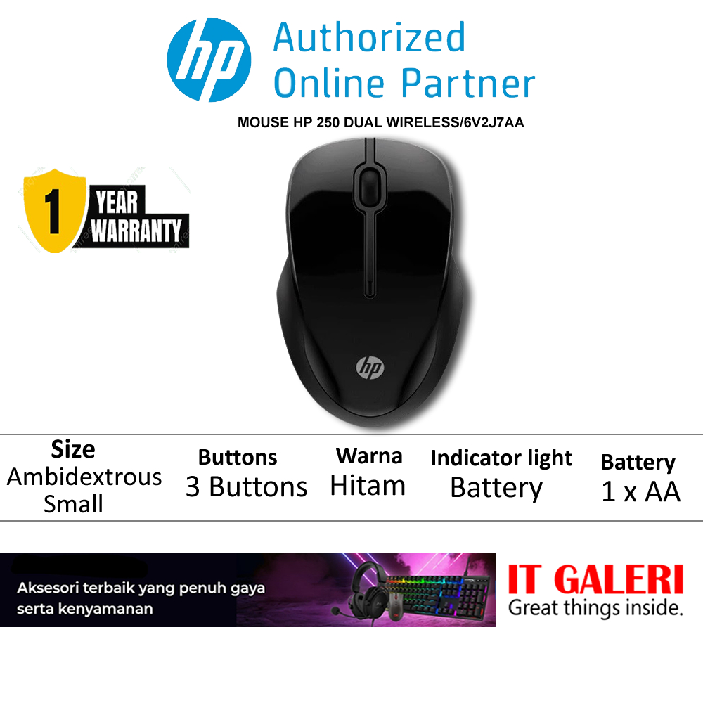 Jual Mouse HP 250 Dual Wireless 6V2J7AA | Shopee Indonesia