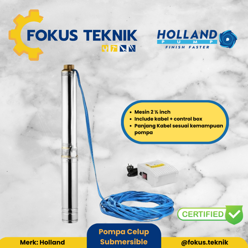 Jual Pompa Celup Sumur Bor 2.5Inc Kabel Biru Pompa air Pompa Satelit ...