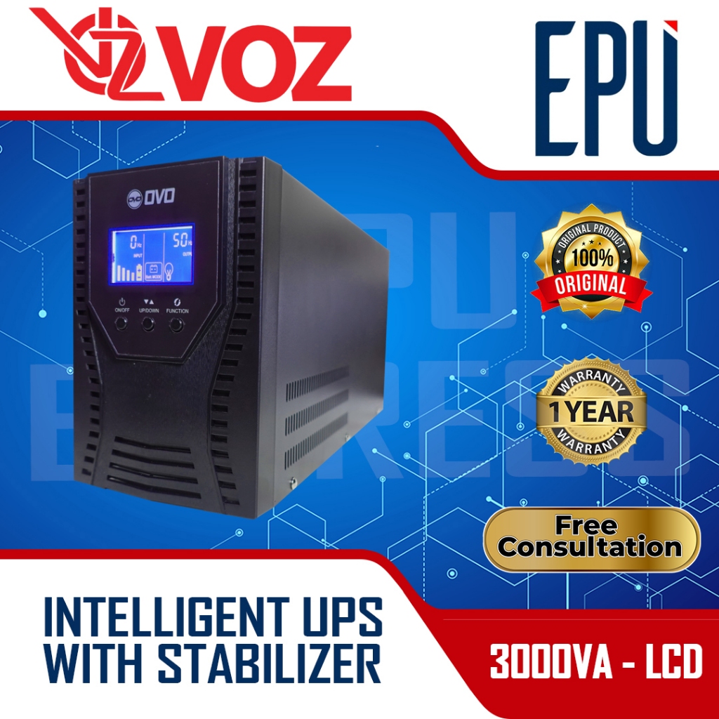 Jual OVO UPS 3000VA 1800 Watt with AVR Stabilizer UPS LCD 3000 VA UPS 3KVA | Shopee Indonesia