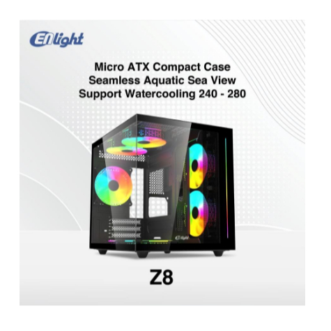 Jual Casing ENLIGHT Z8 BLACK - Micro ATX - INCLUDE 3 FAN | Shopee Indonesia