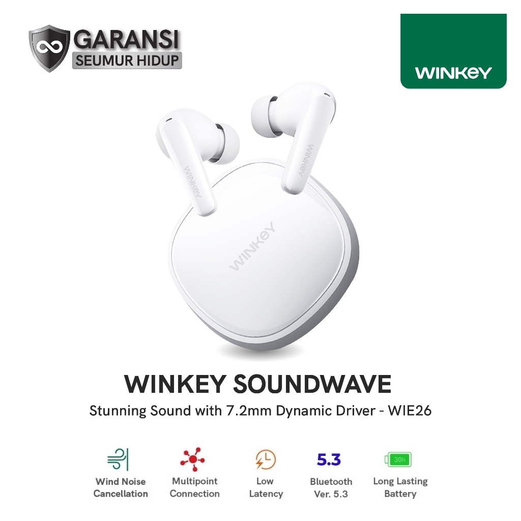 Jual WINKEY TWS Bluetooth Earphone Soundwave ENC Low Latency - WIE26 | Shopee Indonesia