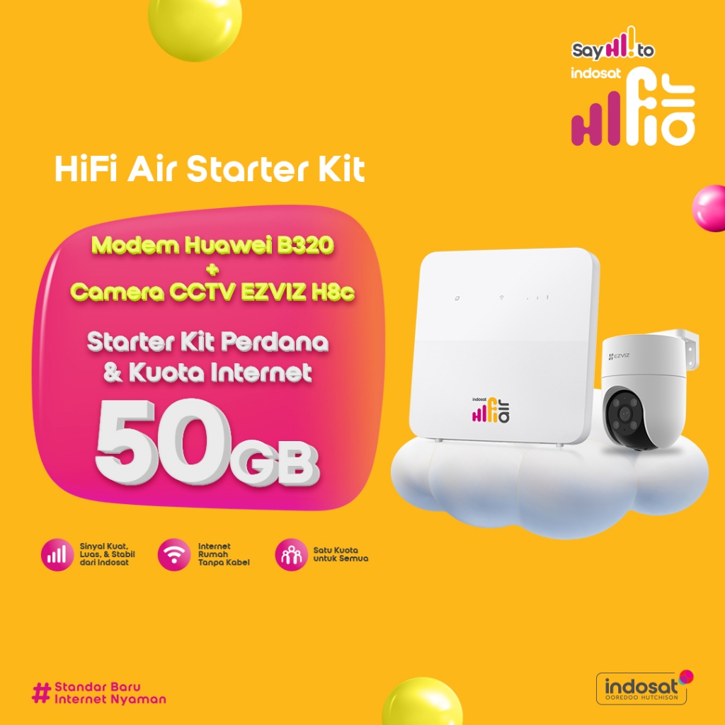 Jual Indosat HiFi Air Huawei B320 Modem bundling Ezviz H8c 2MP CCTV ...