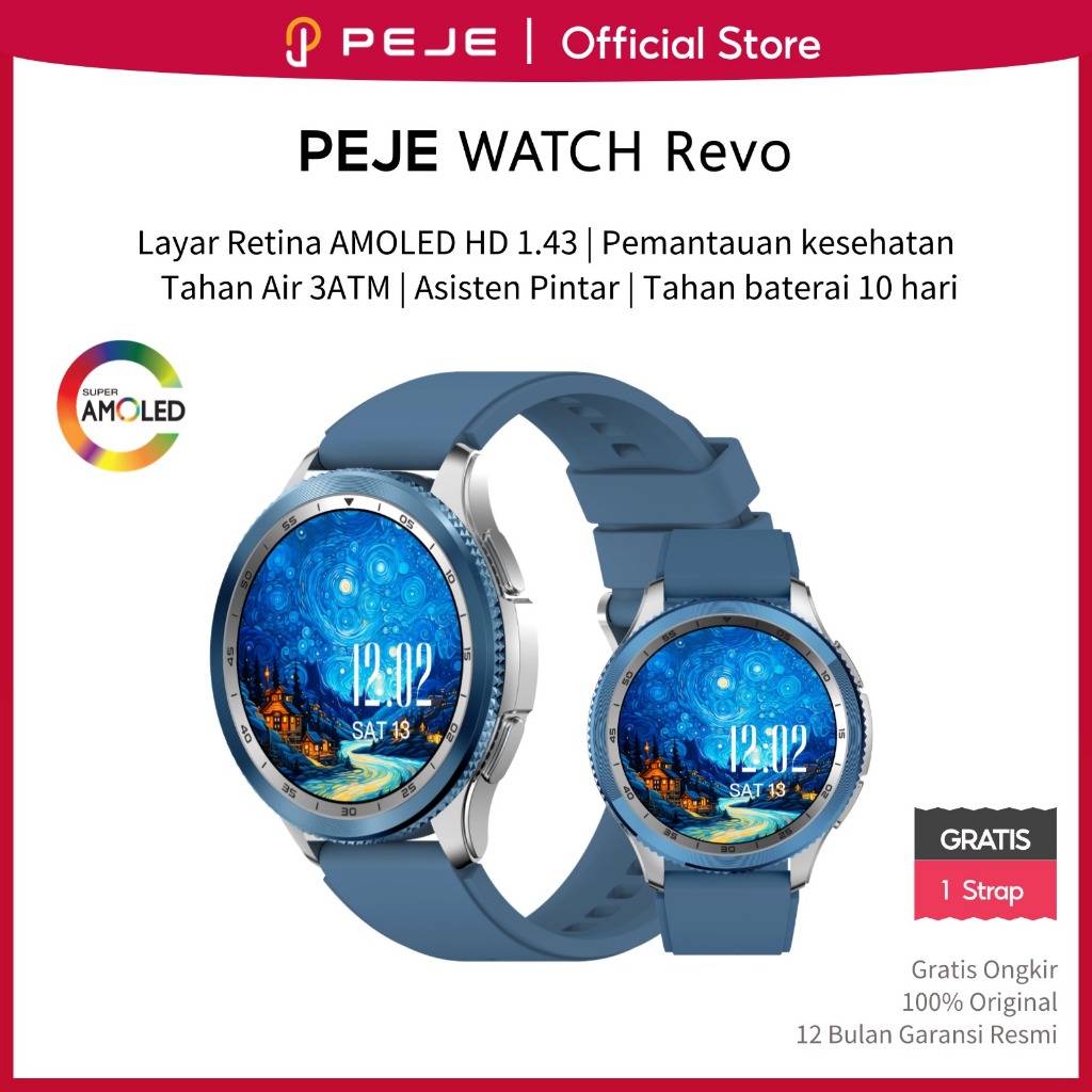 Jual PEJE Revo Smartwatch Layar Retina AMOLED HD 1.43 Bluetooth Call ...