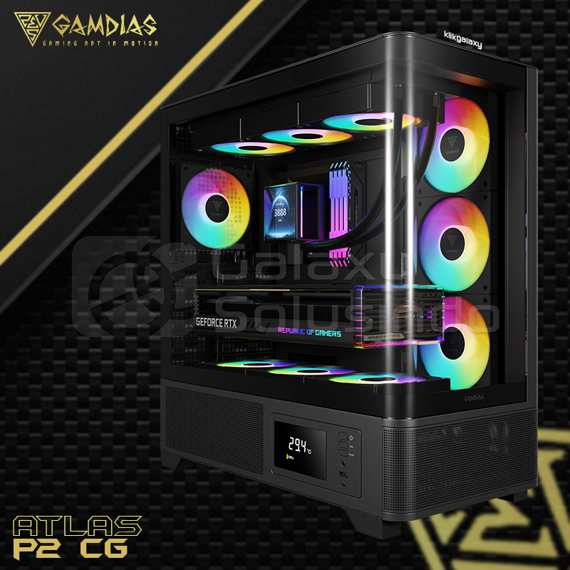 Jual GAMDIAS ATLAS P2 CG Tempered Glass ATX Gaming CaseGAMDIAS ATLAS P2 ...
