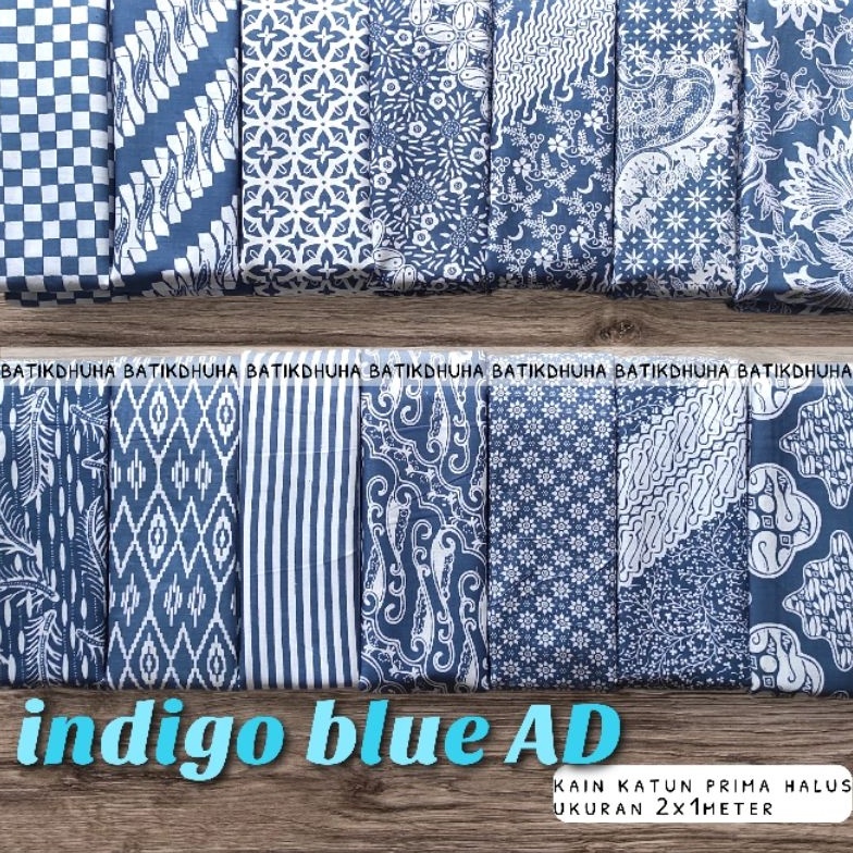 Jual KODE P98T Kain batik biru soft biru indigo kain batik set murah ...