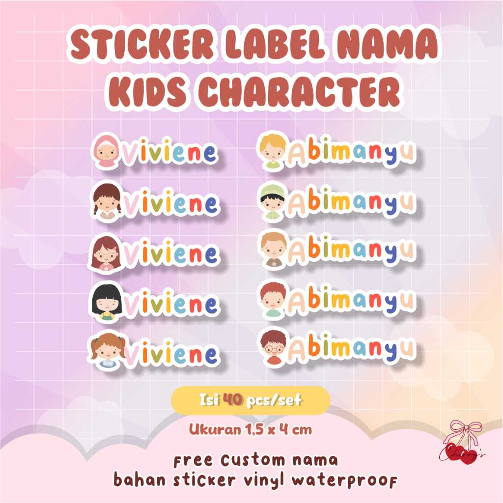 Jual Sticker Label Nama Custom Boy & Girl Sticker Anak Sticker Label ...