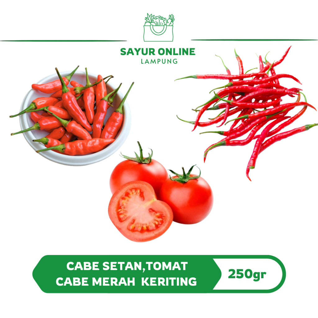 Jual Cabe Setan ,Cabe Merah Keriting ,Tomat Paket 250gr - Sayur Online ...